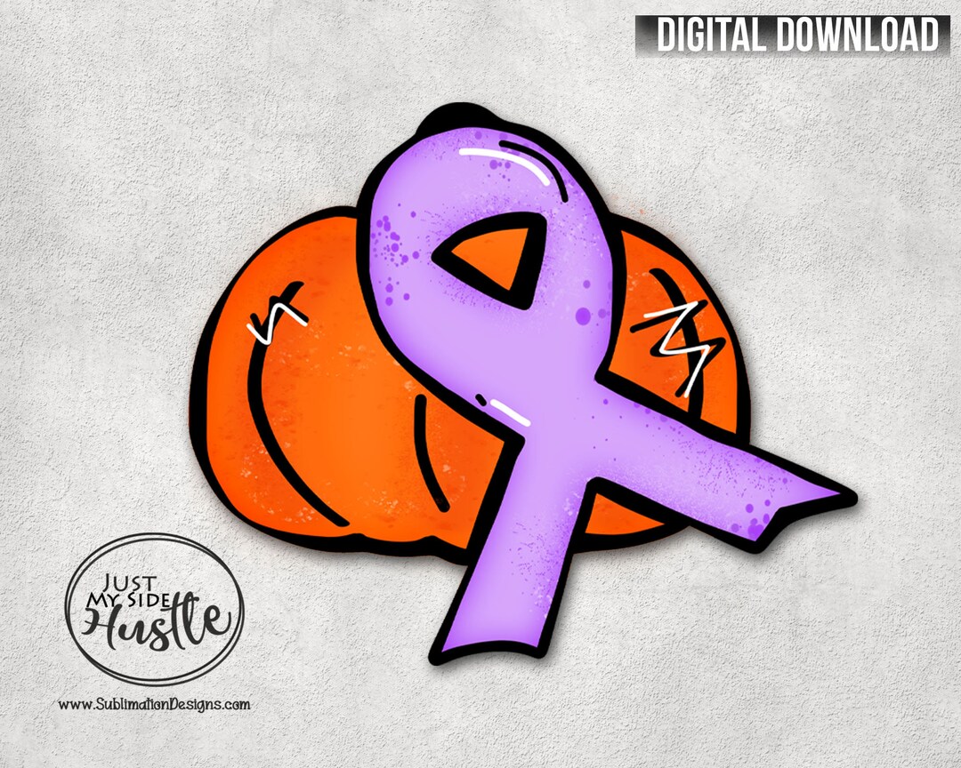 Epilepsy Awareness Png Sublimation Designs - Pumpkin With Purple Ribbon ...
