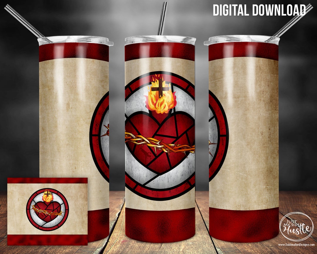 Sacred Heat of Jesus 20 Oz Skinny Tumbler Sublimating Png - Christian ...