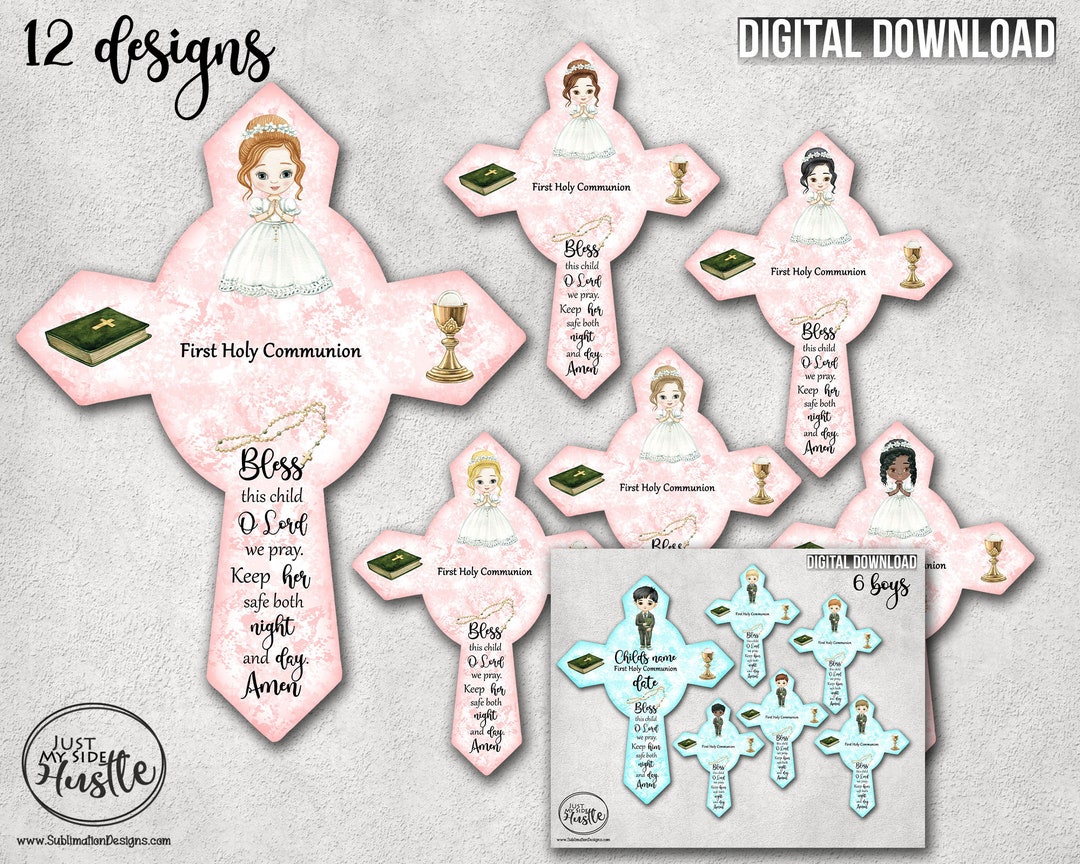 First Holy Communion Cross Png - Boy and Girl Bundle Sublimation ...