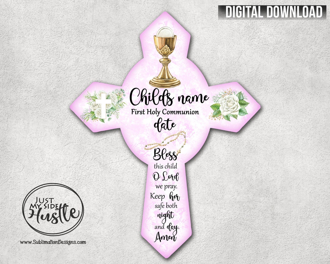 First Holy Communion Cross Png - Girl Sublimation Designs Catholic ...