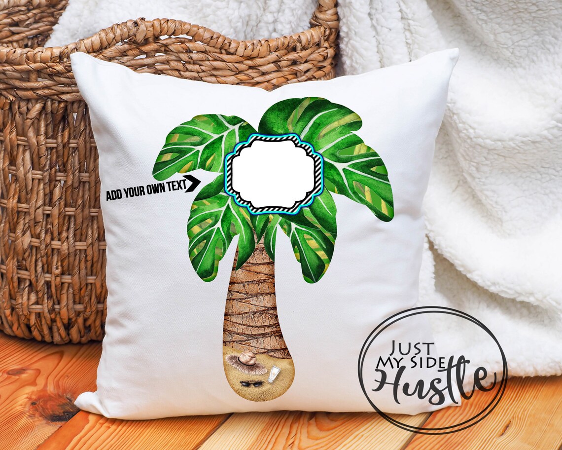 Palm Tree Add Your Own Text Png Doorhanger Template Summer - Etsy