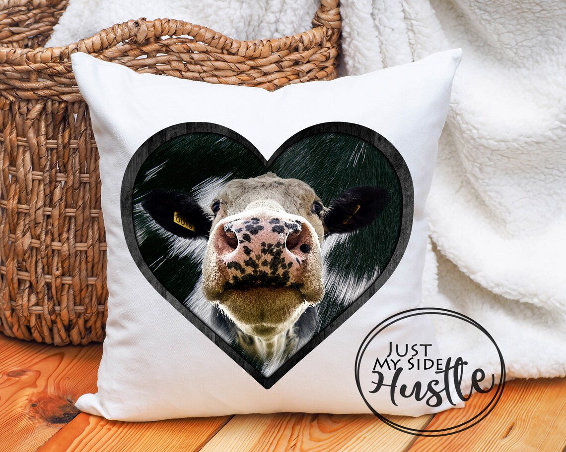 Cow Face Lover Png Angus Cowhide Heart Blank Template | Etsy