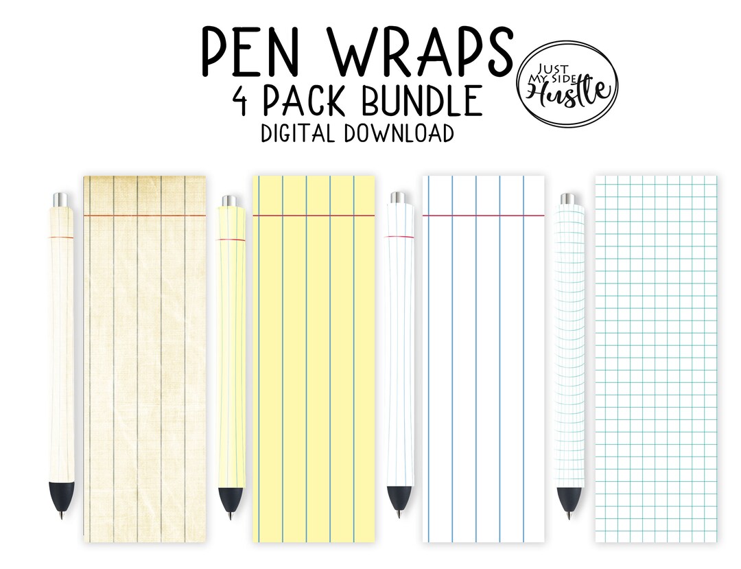 School Notebook Paper Pen Wrap Waterslide Png Digital Download - Graph ...