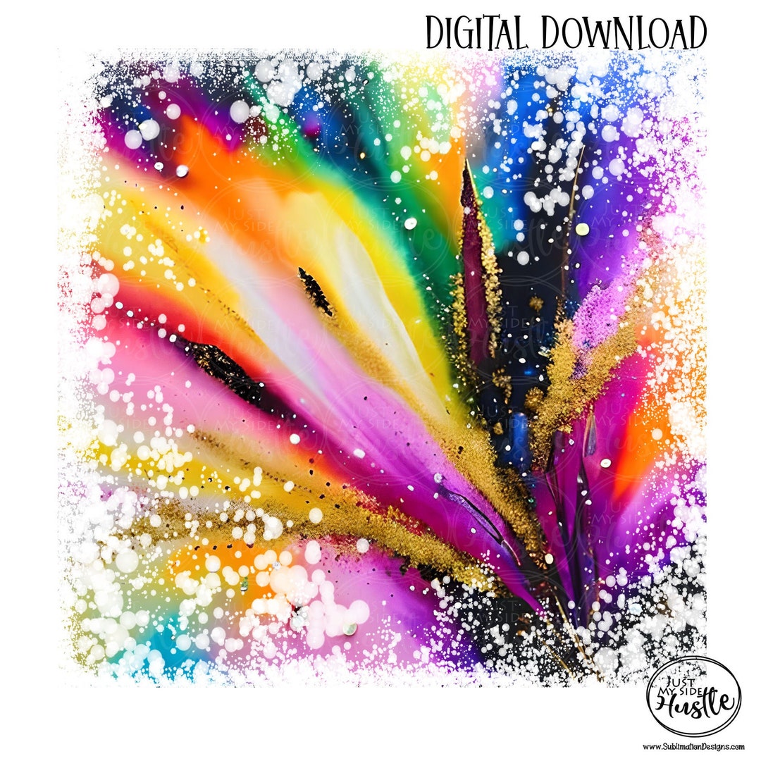 Rainbow Splash Png Colorful Sublimation Designs Background - Etsy
