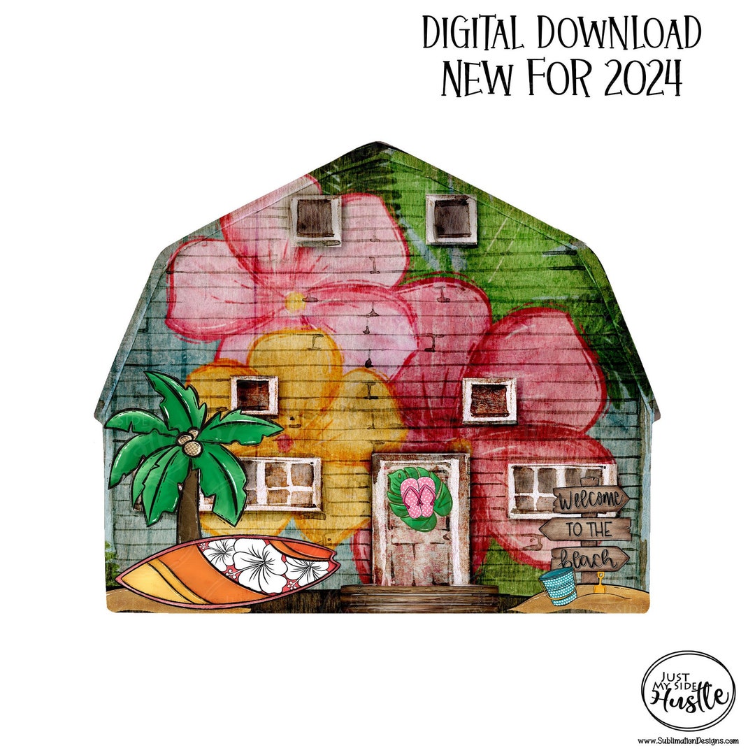 Beach Farmhouse Barn Sublimation Designs Template- Summer Farmhouse ...