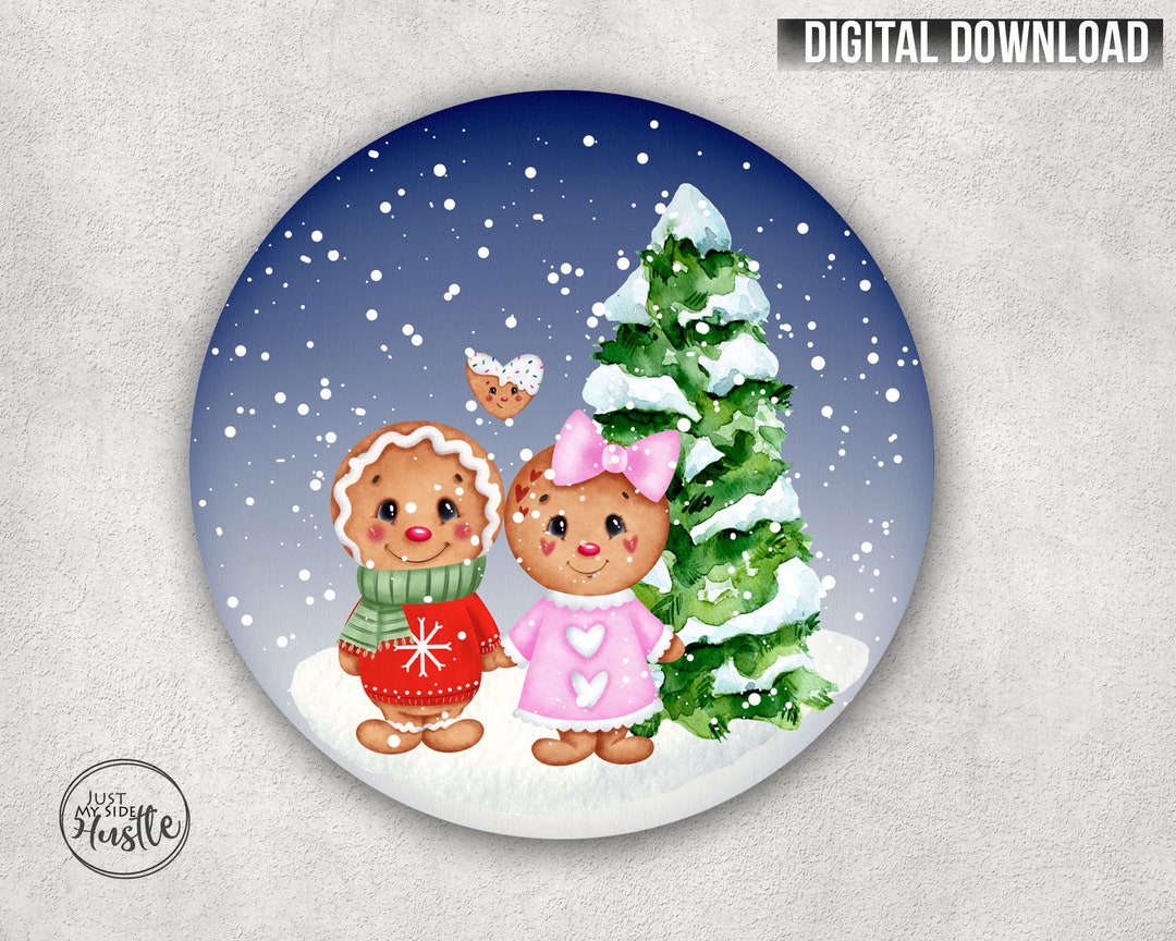Gingerbread Round Png cute Ginger Couple Christmas Ornament - Etsy