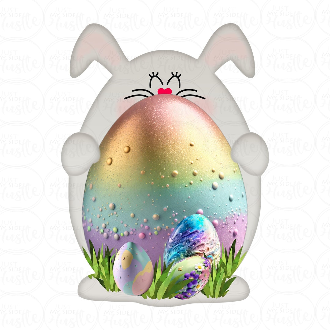 Cute Bunny Holding Egg Png Template Easter Sign Sublimation Designs ...