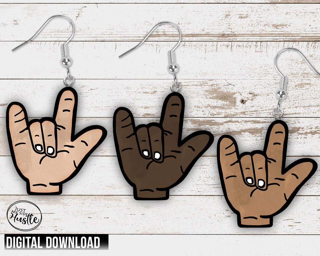 ASL I Love You Hand Png Sublimation Designs - Skin Tone ASL Sign ...