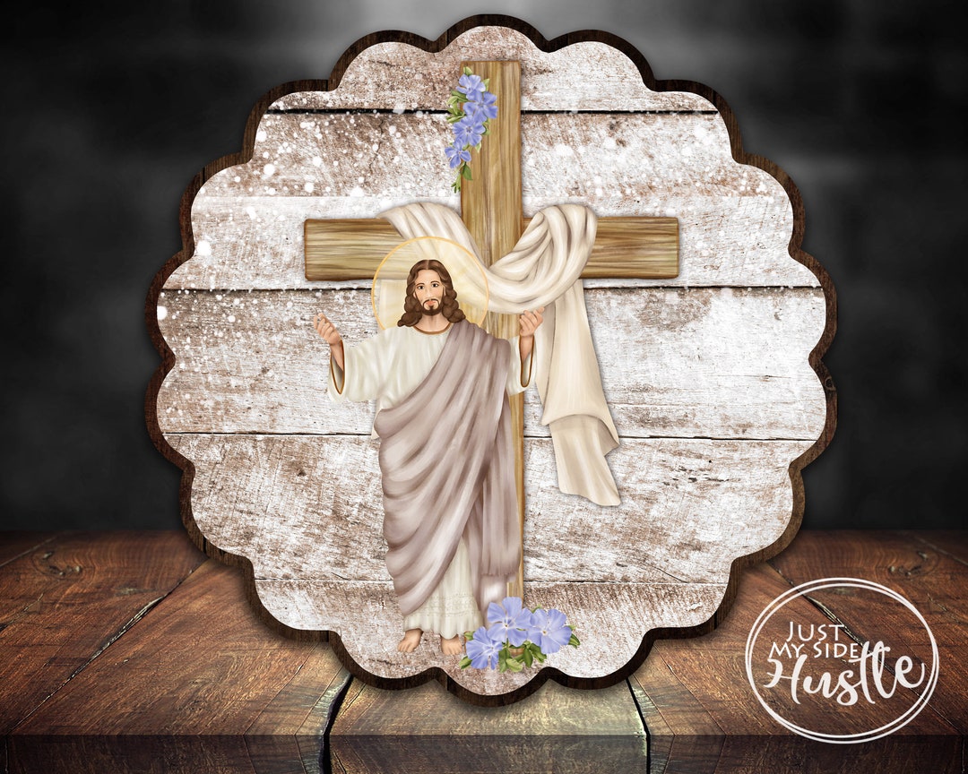 Easter Png Scallop Religious Jesus With a Cross Sublimation Designs ...
