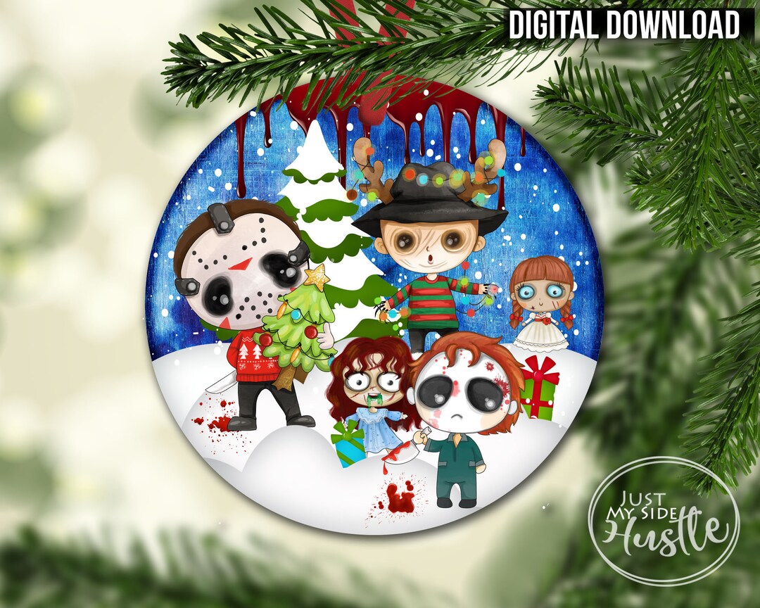 Horror Characters Round Png -creepy Christmas Ornament Sublimation ...
