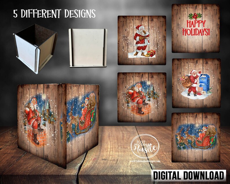 Santa Centerpiece Box Png Template Christmas Box Sublimation - Etsy