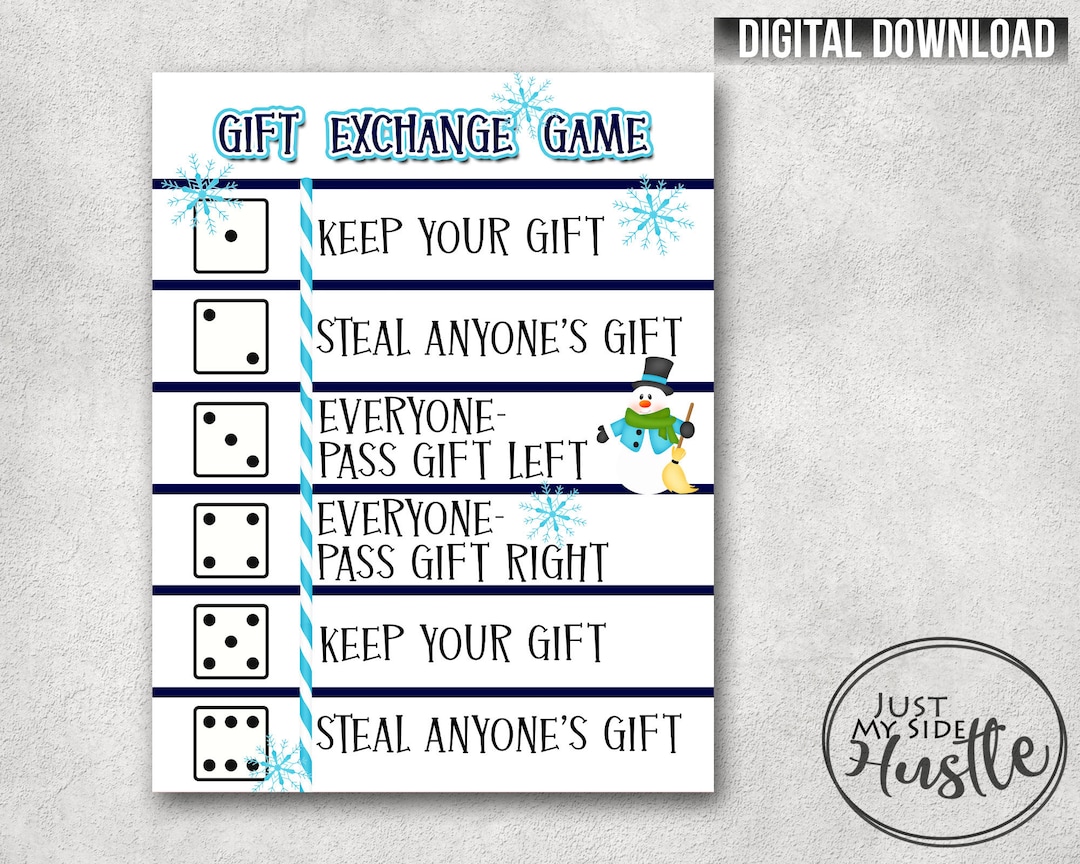 Gift Exchange Game Template Png - Christmas Gift Game Sublimation ...