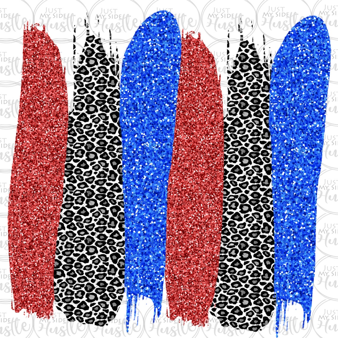 Red Leopard & Blue Brushstroke Sublimation Design glitter - Etsy