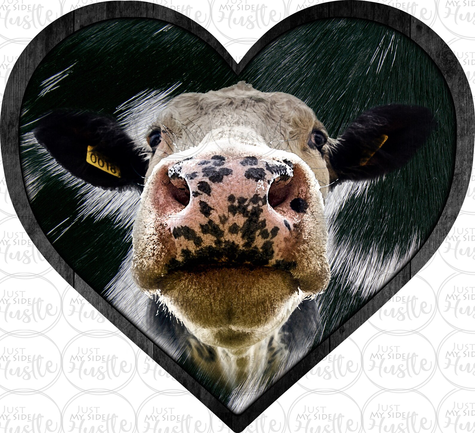 Cow Face Lover Png Angus Cowhide Heart Blank Template - Etsy
