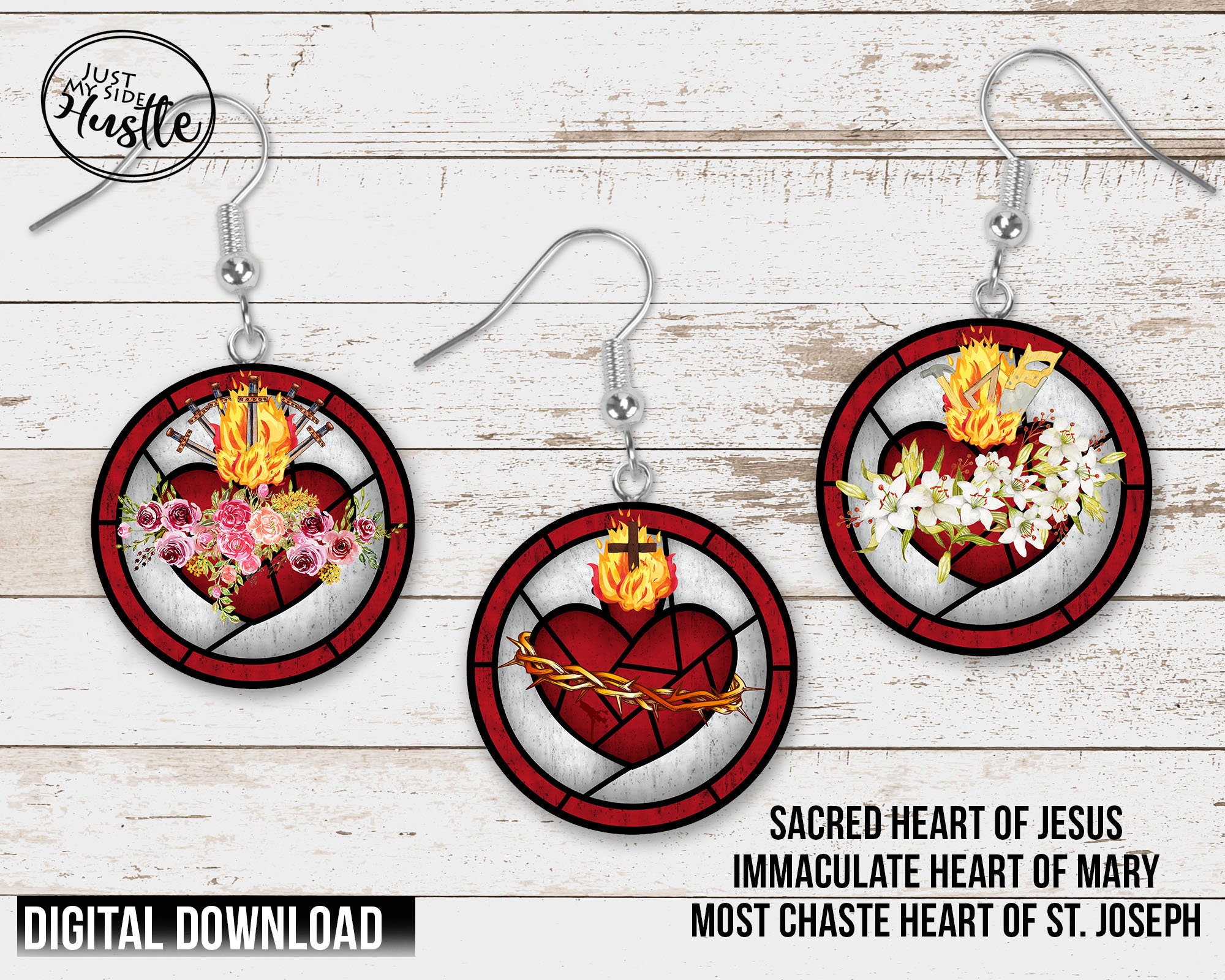Sacred Heart Jesus Png - Immaculate Heart Mary Sublimation Designs ...