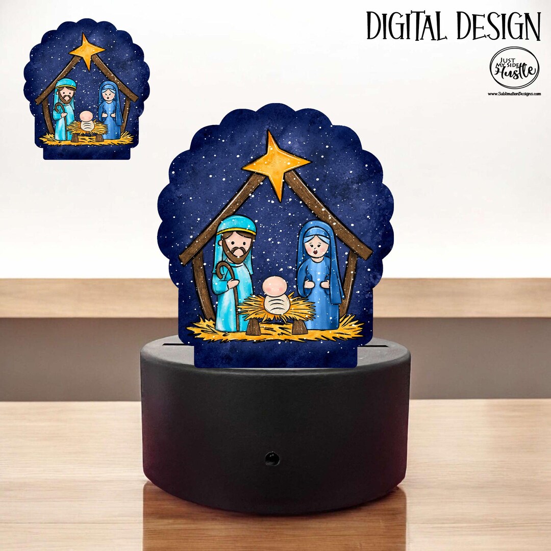 Nativity Scallop PNG Sublimation Designs for Light Base Instant Digital ...