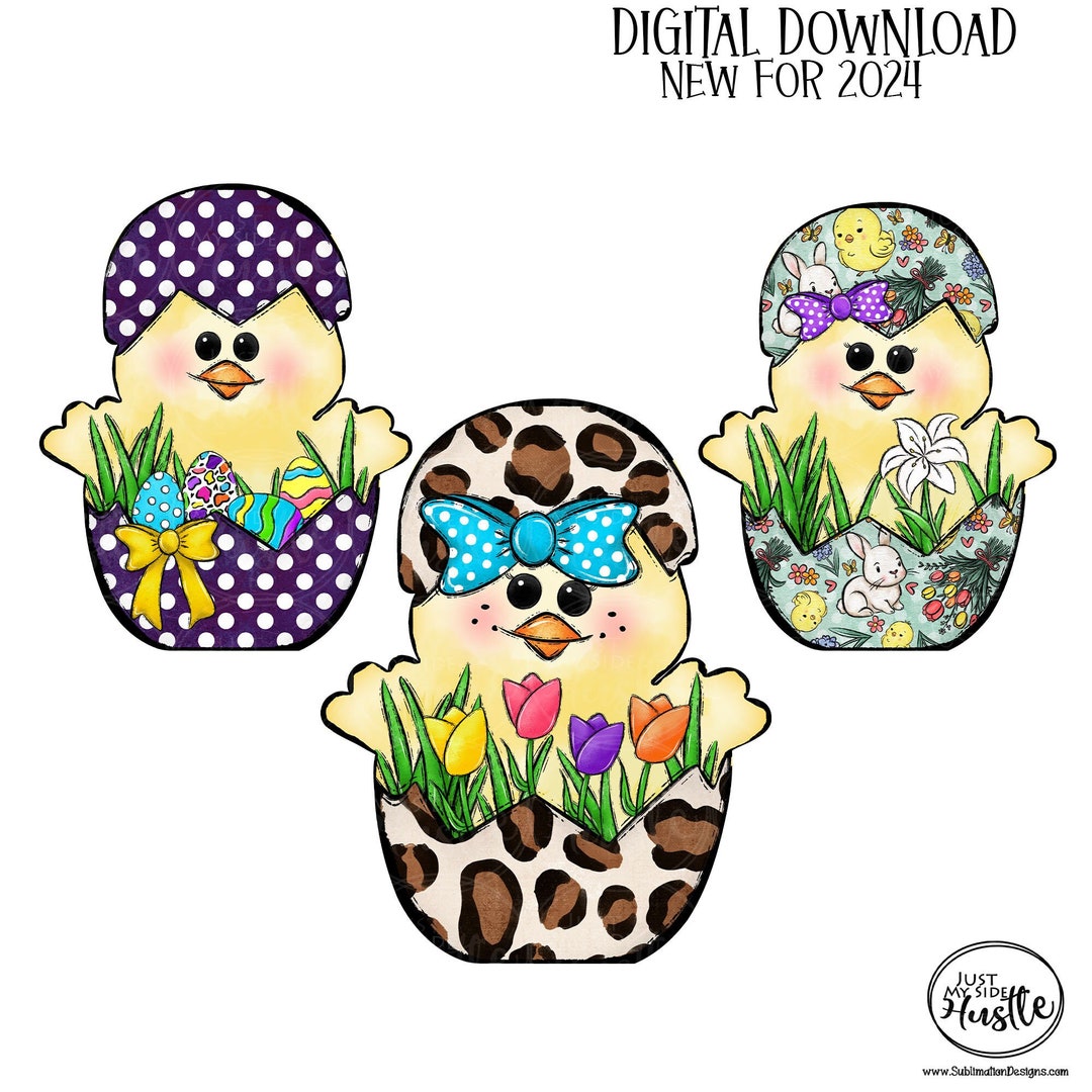 Easter Chick Png chick in Cracked Egg Earring Sublimation Designs ...