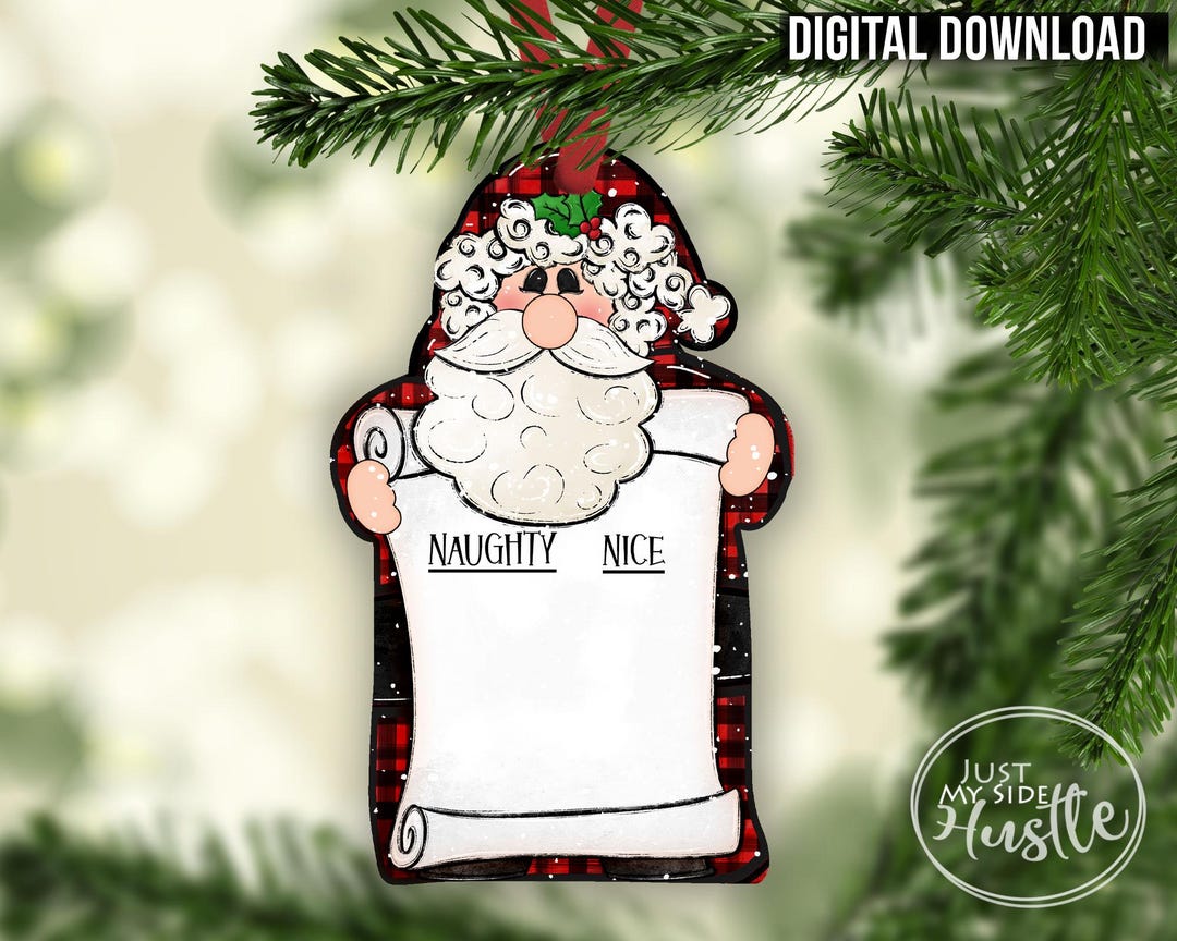 Santa With Naughty or Nice Scroll Sublimation Designs Png - Christmas ...