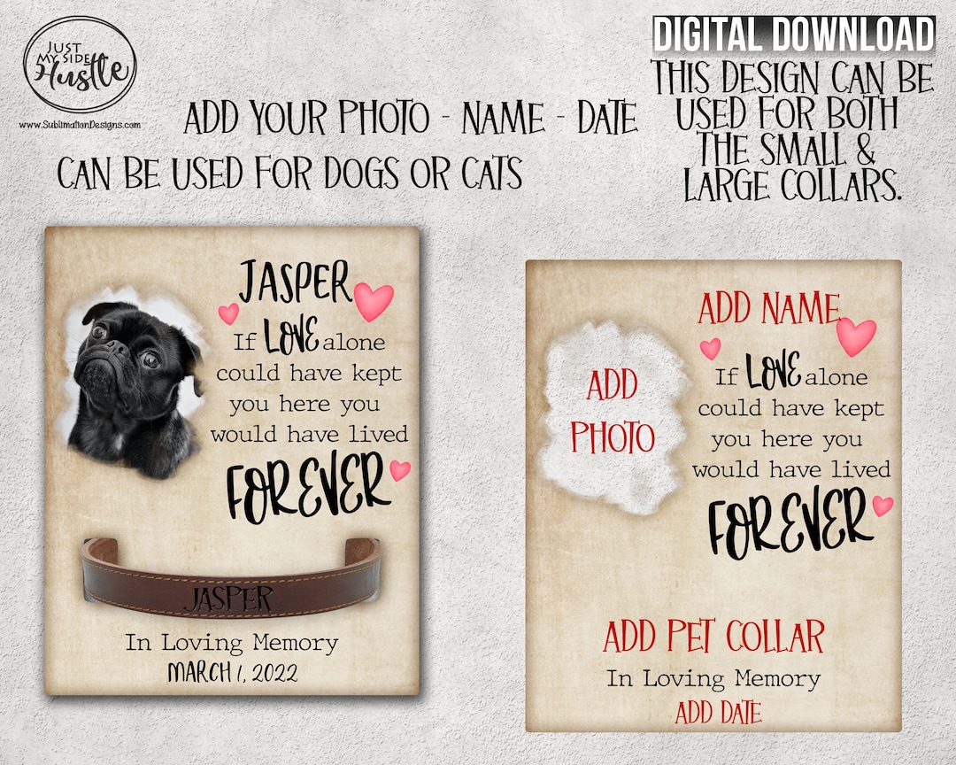 Pet Memorial Collar Holder Sublimation Designs - Dog Memorial Collar ...