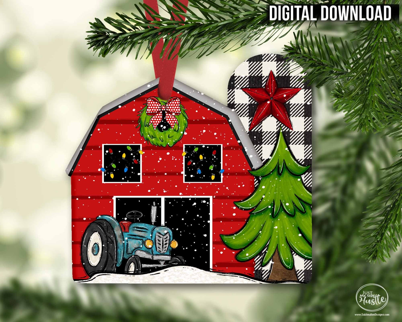 Christmas Barn With Silo Sublimation Designs Template- Holiday Barn ...