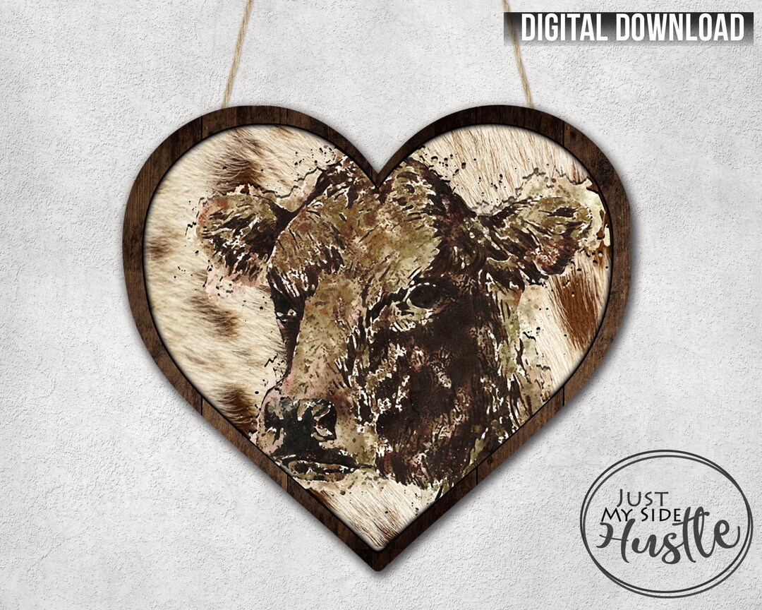 Cow Lover Png Cowhide Heart Blank Template Sublimation Designs Cow ...
