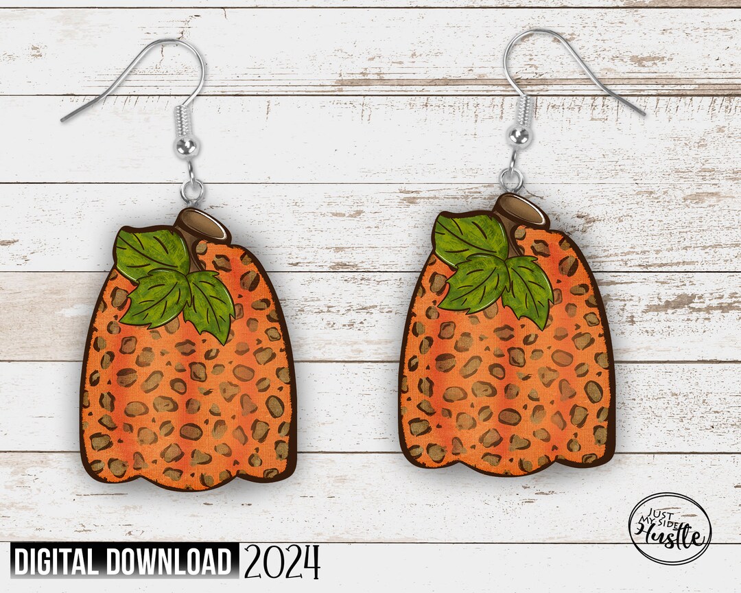 Tall 2024 Autumn Pumpkin Earring Template Thanksgiving Pumpkin Wreath ...
