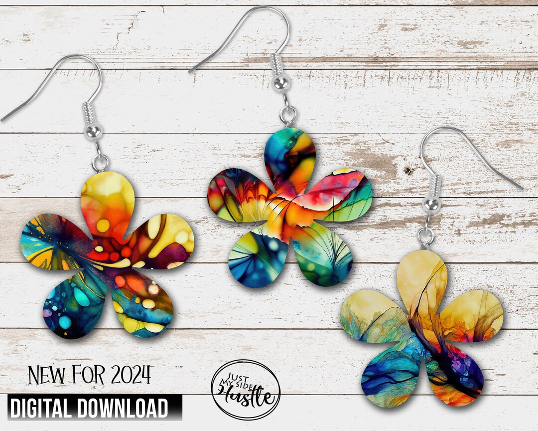 Hippy Alcohol Ink Colorful Flowers Png Daisy Sublimation Designs Bright ...