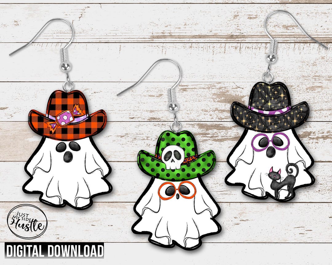 Cowboy Hat Ghosts Png Sublimation Designs - Halloween Cowboy Instant Digital Download-chubby ...