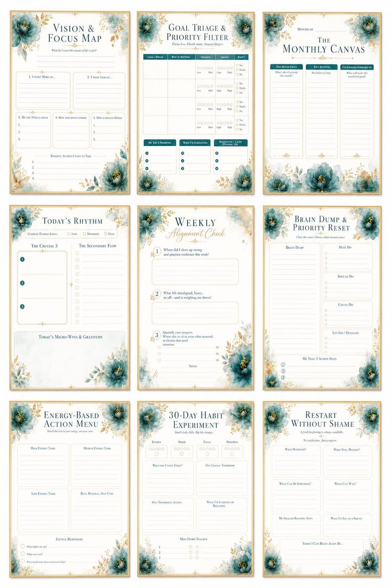 Burnout-proof Goal Setting Planner, ADHD Friendly Self Care Habit ...