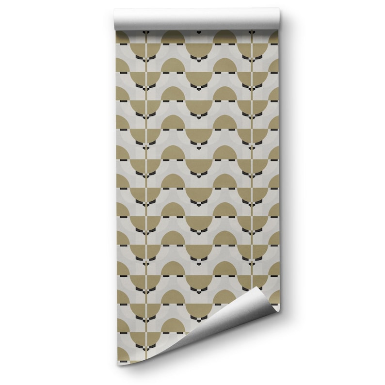 Art Deco Geometric Peel and Stick Wallpaper Green Removable Wall Mural ...