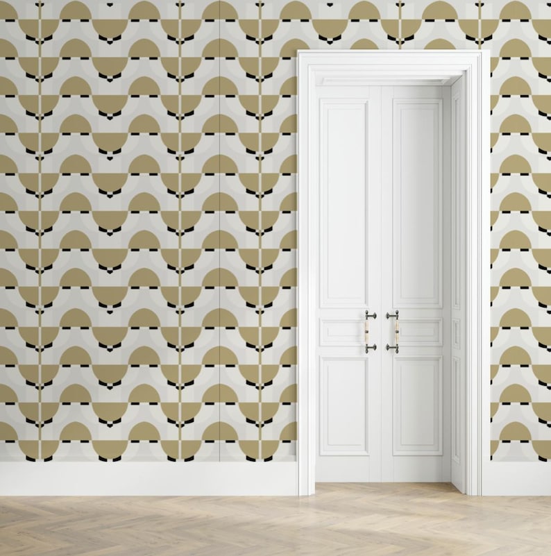 Art Deco Geometric Peel and Stick Wallpaper Green Removable Wall Mural ...
