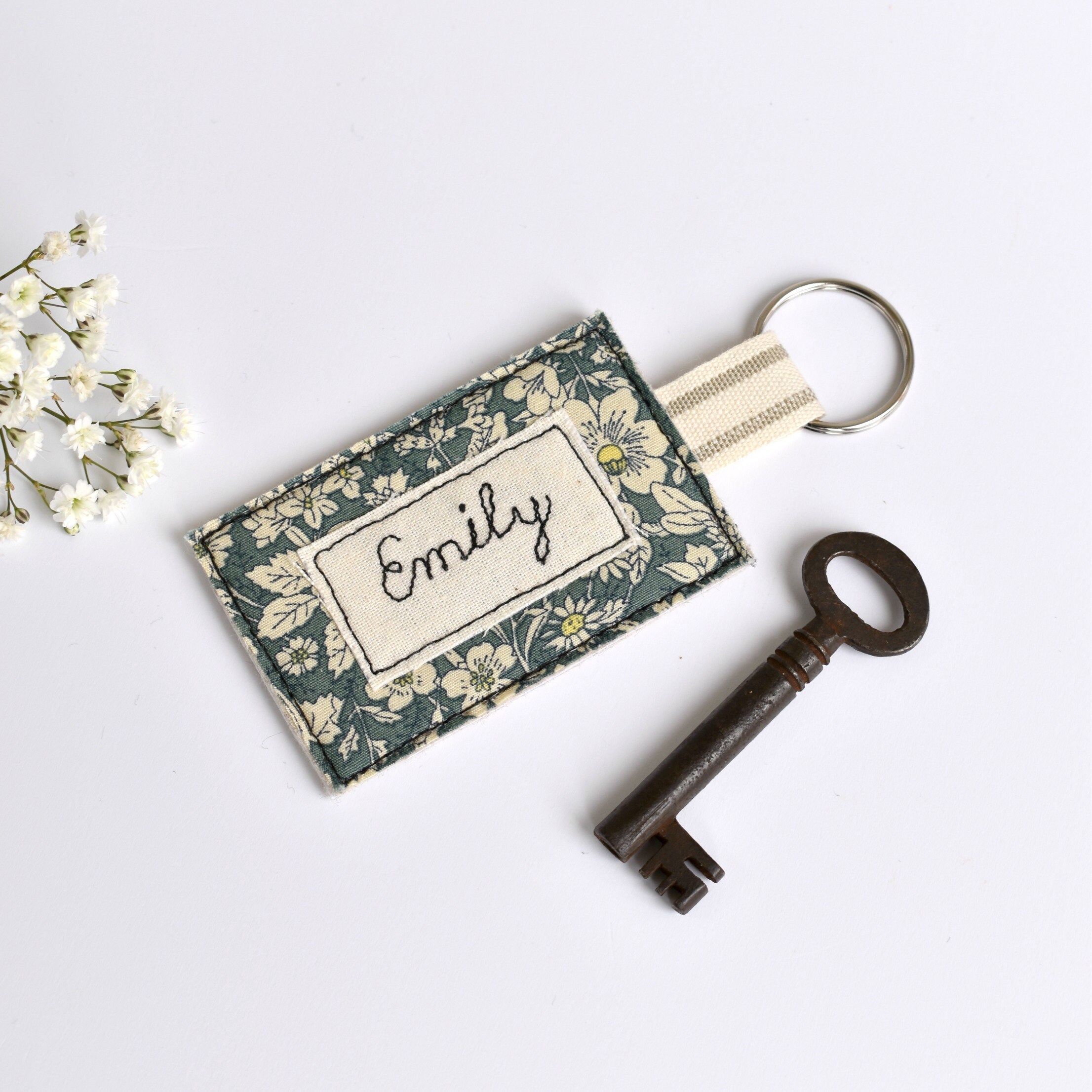 Personalized Key Fob Embroidered Keychain Personalised - Etsy UK