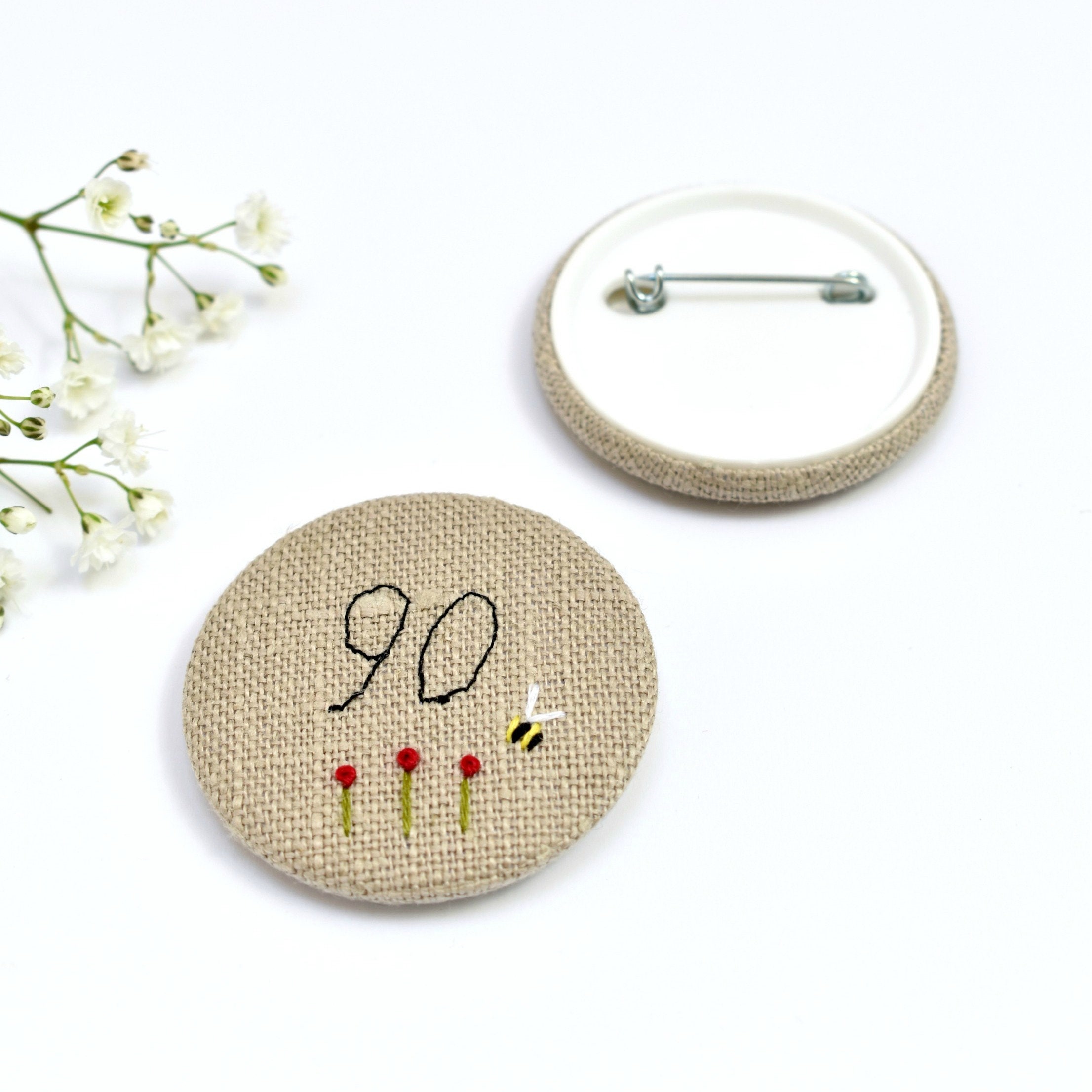 90th Birthday Badge Personalised Badge Embroidered Natural - Etsy