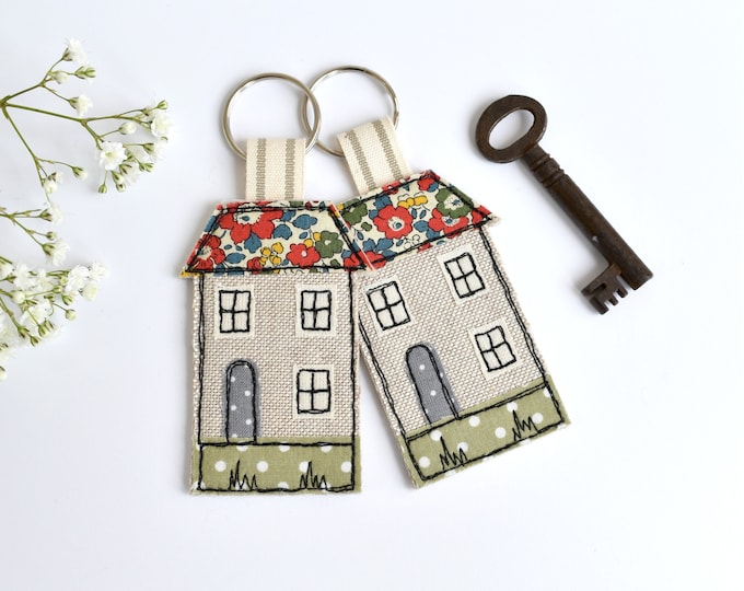Embroidered House Keyring, House Keyfob, House Key-ring, House Keychain ...