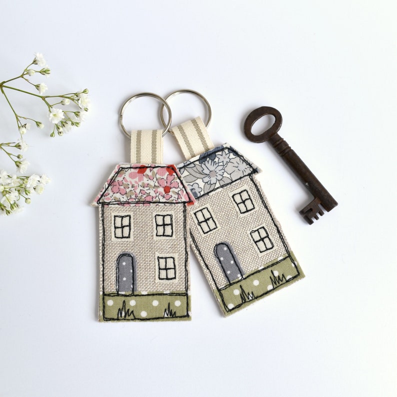 Embroidered House Key Ring House Keychain House Warming | Etsy