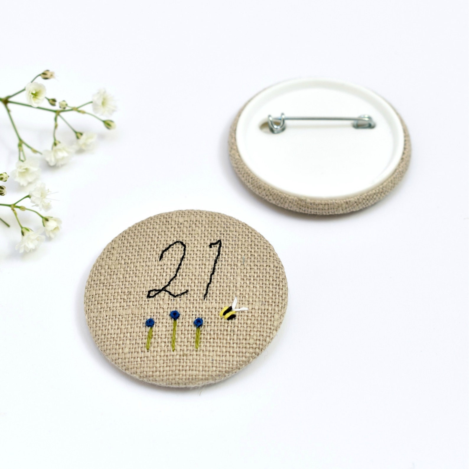 21st Birthday Badge, Custom Pin, Personalised Badge, Embroidered ...