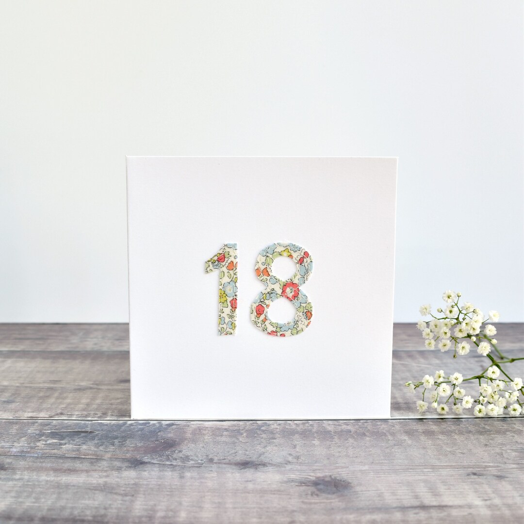 18th Birthday Card Handmade Using Liberty of London Fabric. Embroidered ...