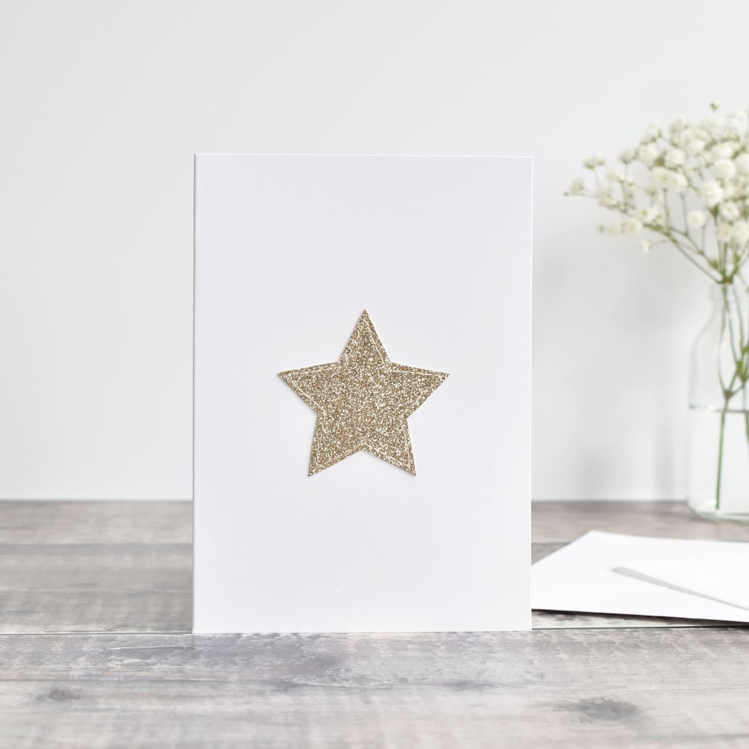 Gold Star Card, Gold Glitter Star Card, Glitter Fabric Star Card, You ...