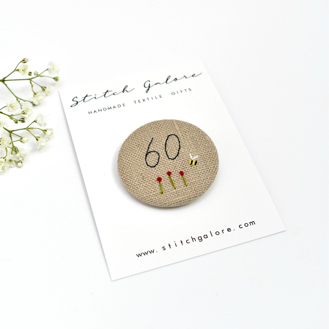 60th Birthday Badge Personalised Badge Embroidered Natural - Etsy