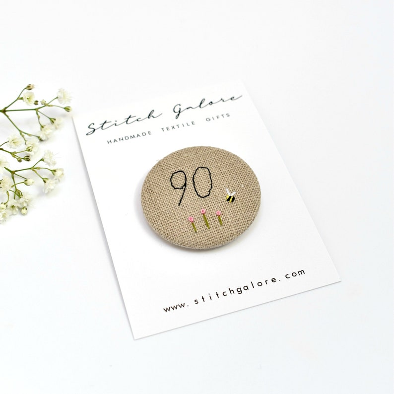 90th Birthday Badge Personalised Badge Embroidered Natural | Etsy