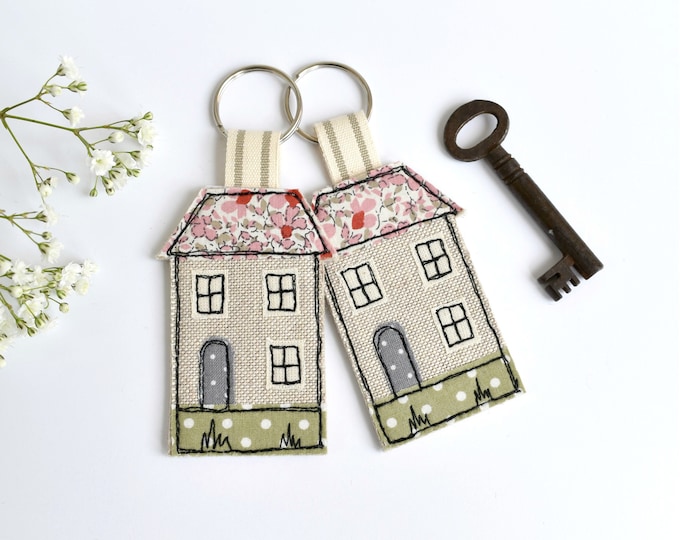 Embroidered House Key Ring, House Keychain, House Warming Gift, House ...