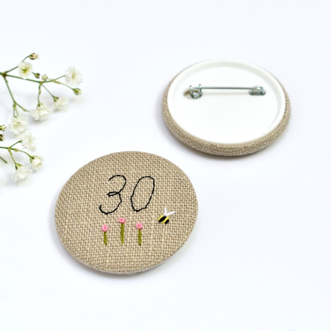 30th Birthday Badge, Personalised Badge, Custom Pin, Embroidered ...