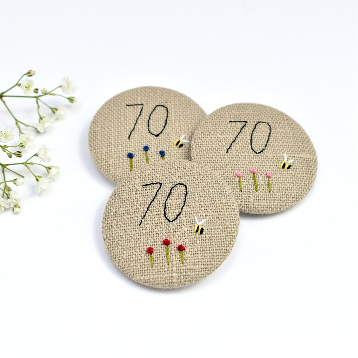 70th Birthday Badge Personalised Badge Embroidered Natural - Etsy