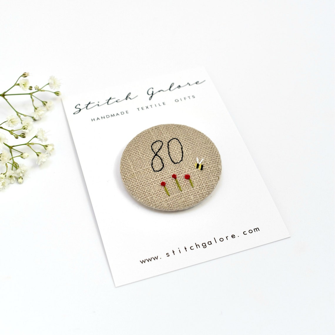 80th Birthday Badge Personalised Badge Embroidered Natural - Etsy