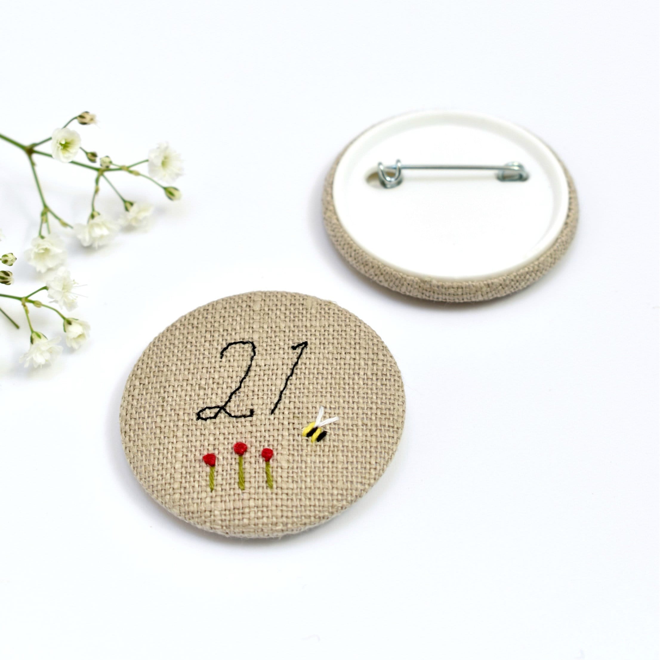 21st Birthday Badge, Custom Pin, Personalised Badge, Embroidered ...