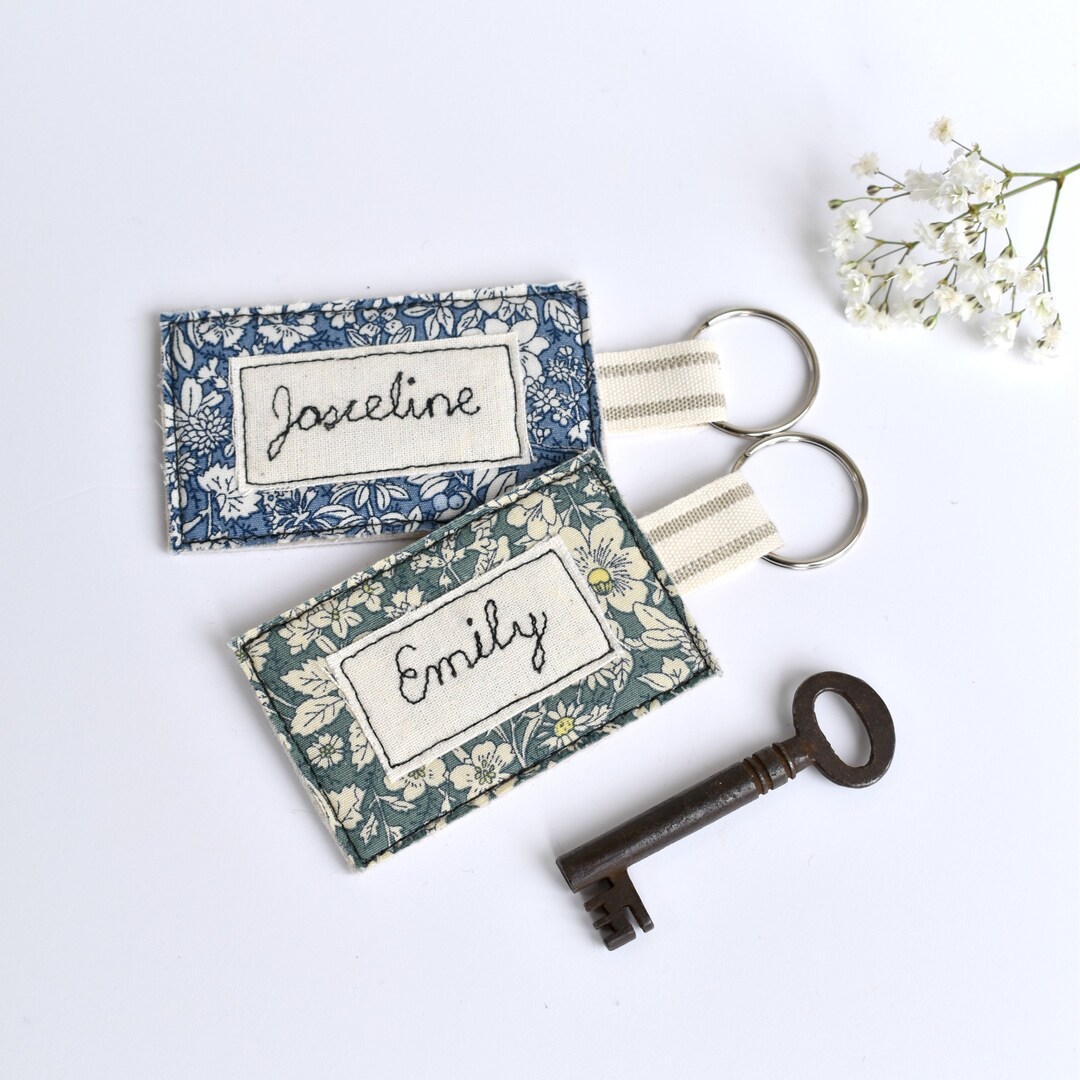 Personalized Key Fob, Embroidered Keychain, Personalised Keyring, New ...