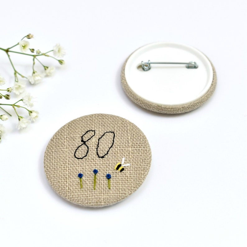 80th Birthday Badge Personalised Badge Embroidered Natural - Etsy