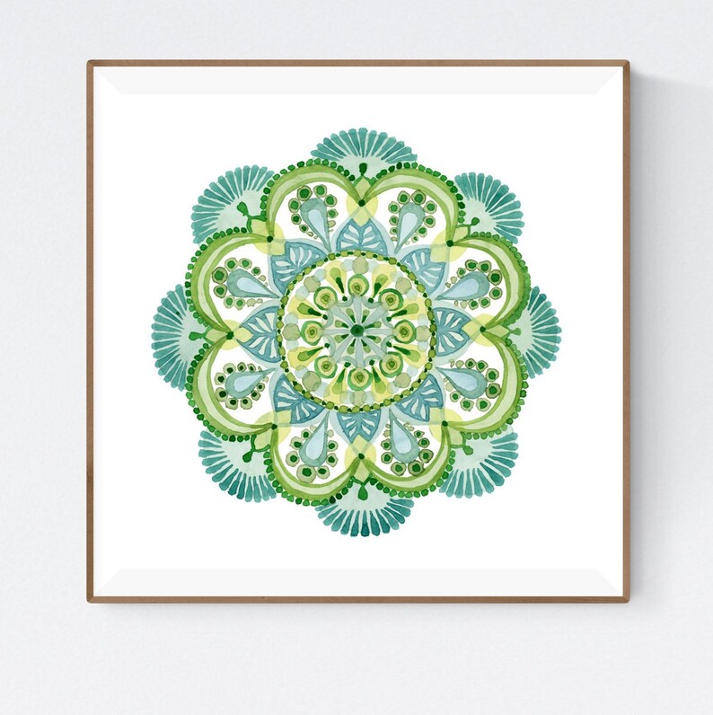Sacred Geometry Art Watercolor Mandala Artwork Mindfulness - Etsy