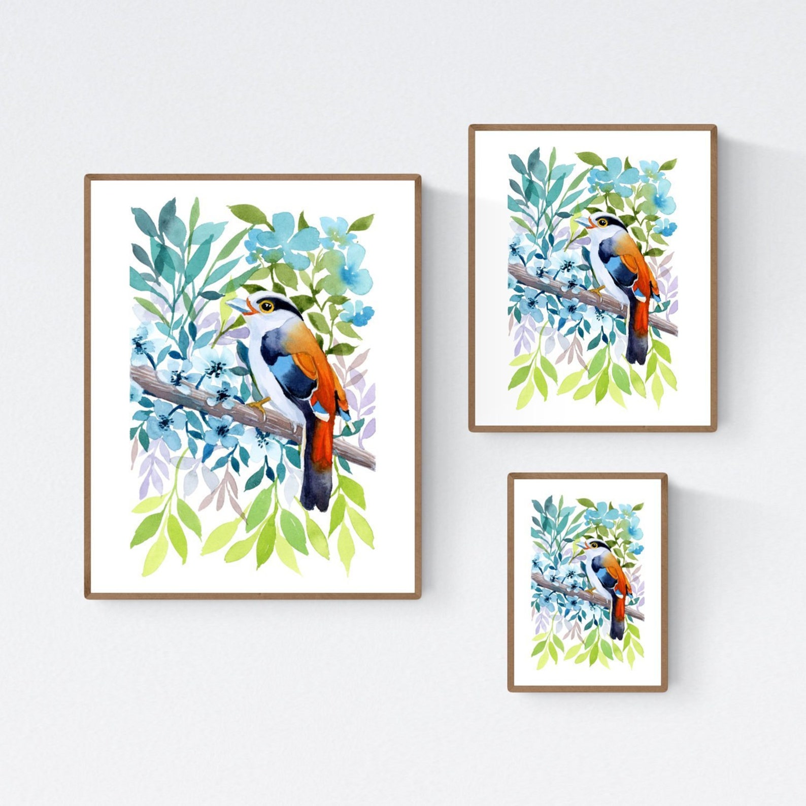 Tui Bird Watercolor Print, Eclectic Wall Art, Floral Bird Painting - Etsy
