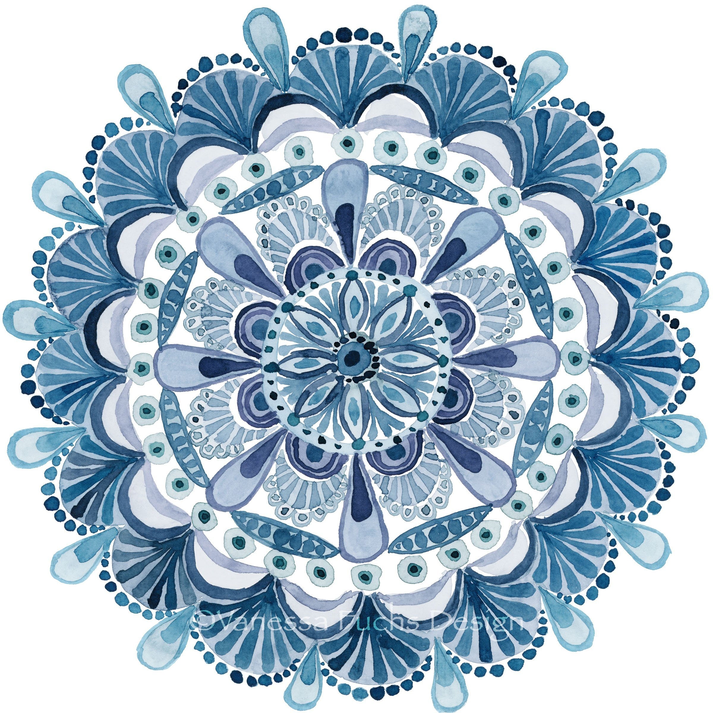 Watercolor Mandala Painting, Mindfulness Gift, Sacred Geometry Mandala ...